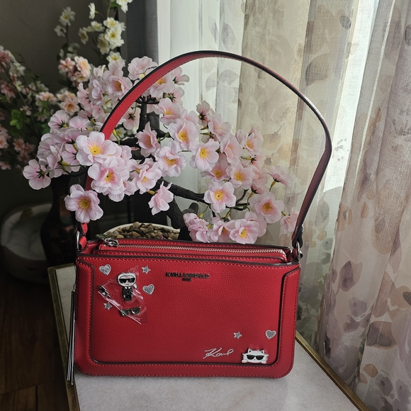Karl Lagerfeld | Bags | Karl Lagerfeld Cherry Red Shoulder Bag | Poshmark